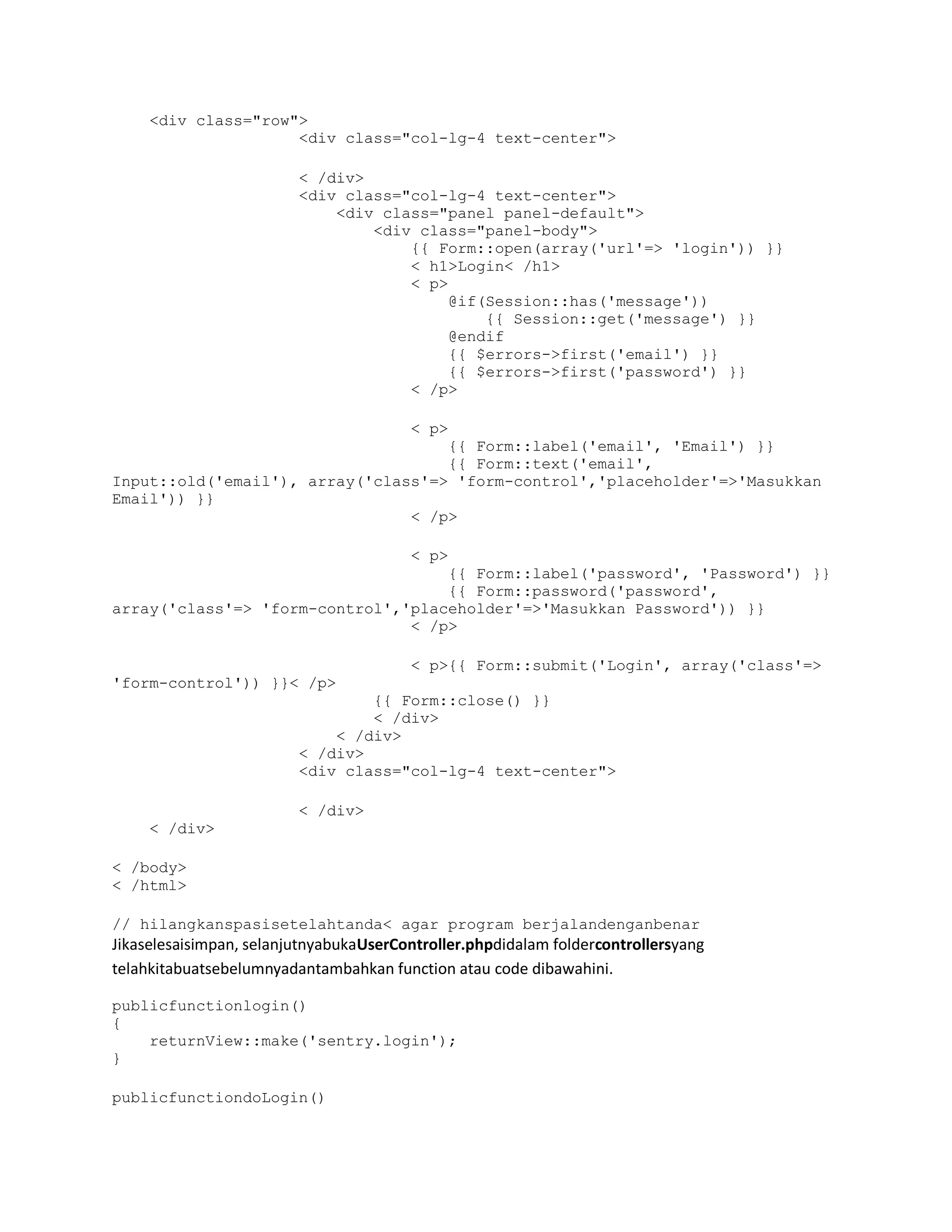 Laravel bagian authentication dan login | tutorial laravel 4 | PDF