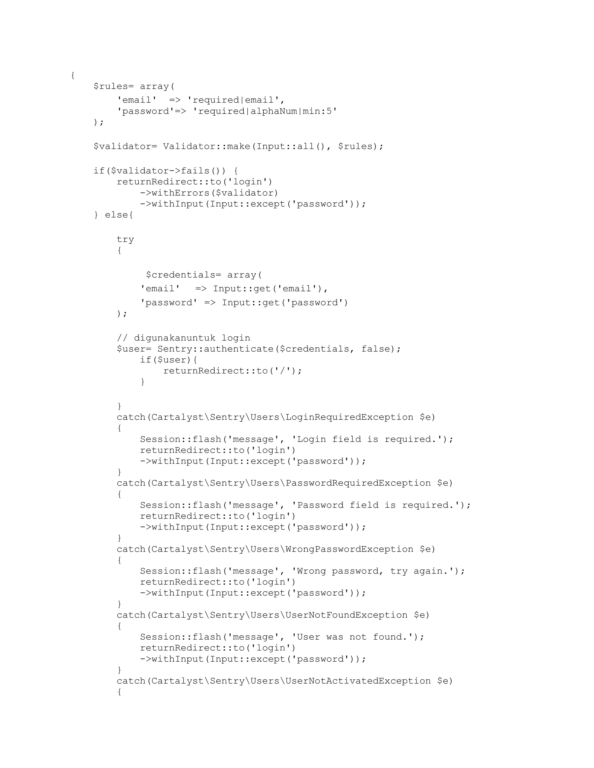 Laravel bagian authentication dan login | tutorial laravel 4 | PDF