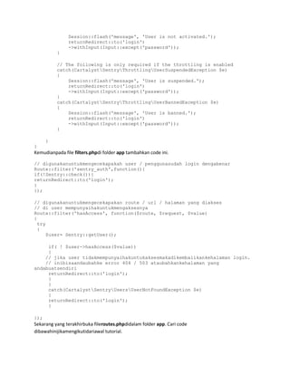 Laravel bagian authentication dan login | tutorial laravel 4 | PDF ...