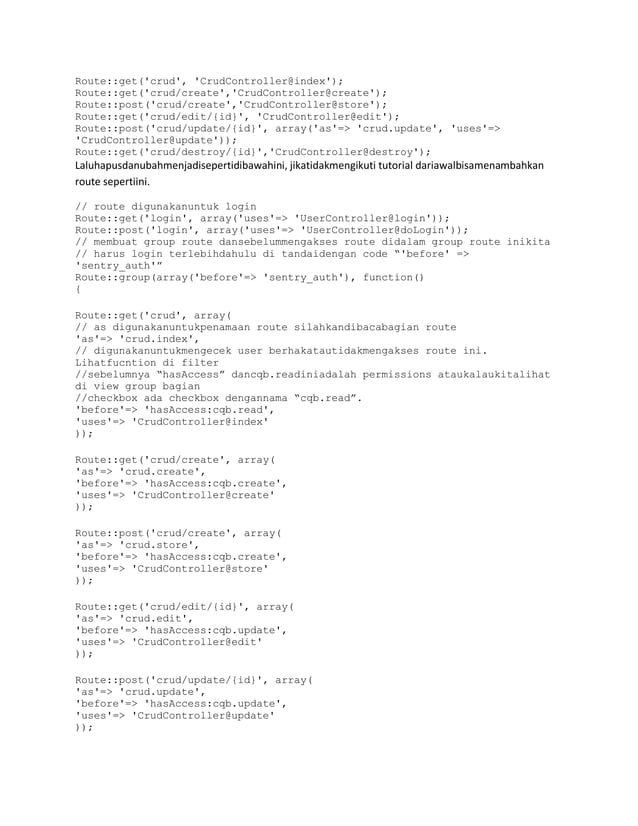 Laravel bagian authentication dan login | tutorial laravel 4 | PDF