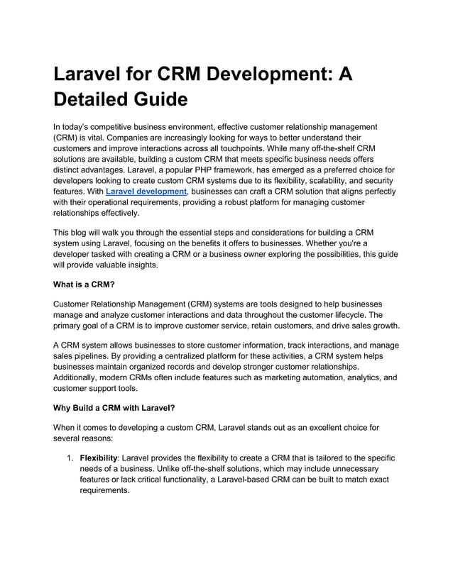 Laravel for CRM Development A Detailed Guide.pdf