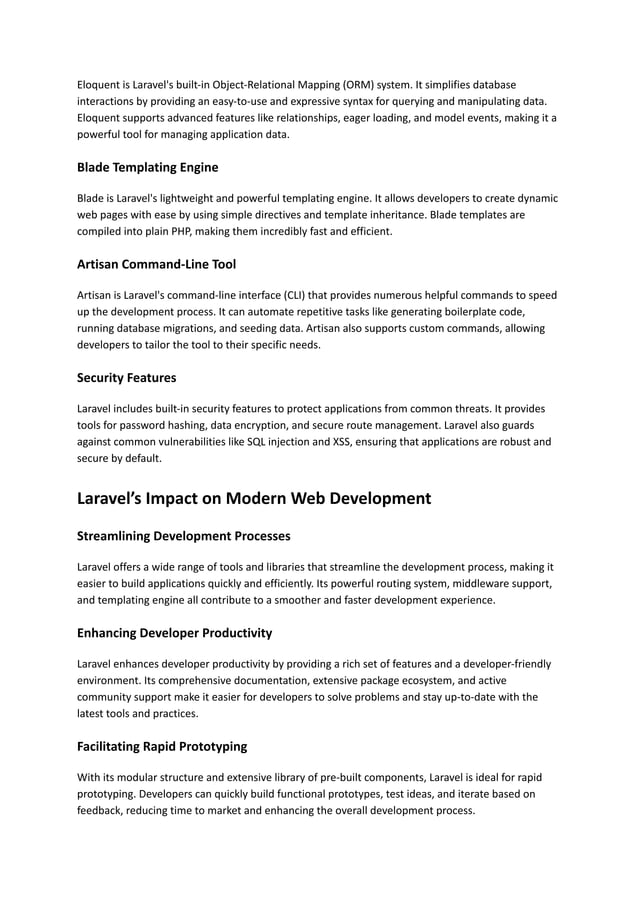 Laravel Framework: A Comprehensive Guide for Modern Web Development | PDF