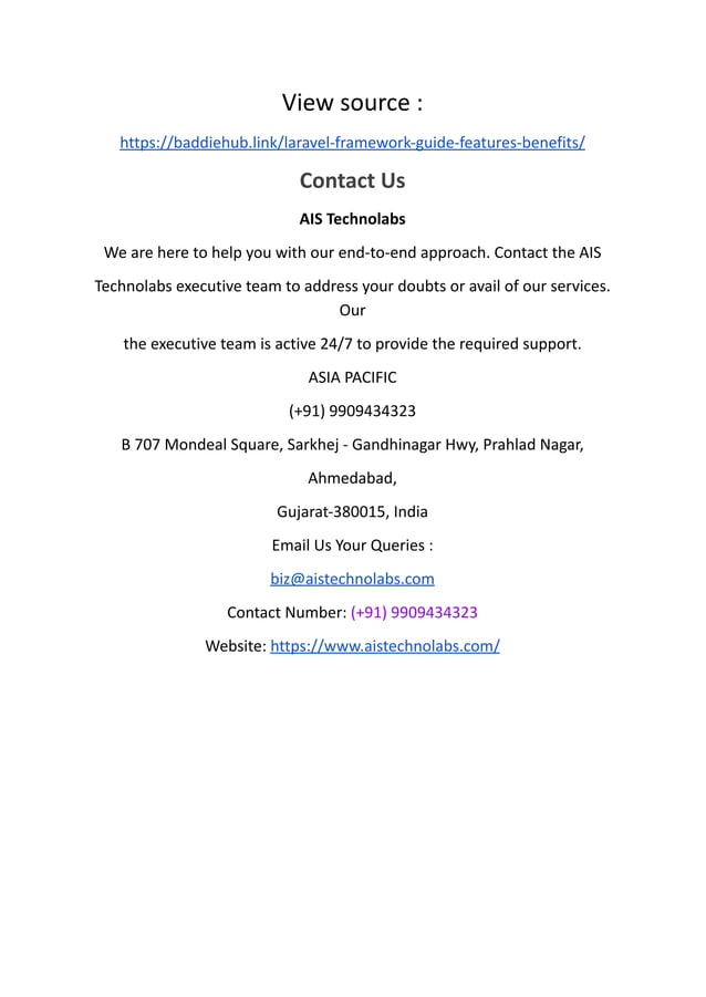 Laravel Framework: A Comprehensive Guide for Modern Web Development | PDF