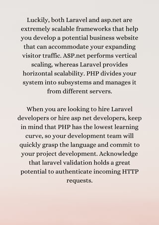 Laravel vs asp.net framework a complete comparative analysis | PDF
