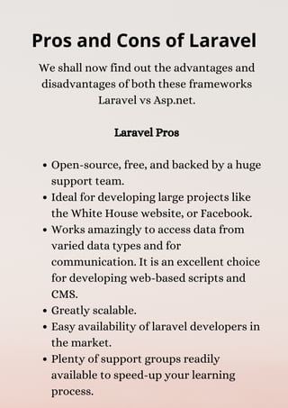 Laravel vs asp.net framework a complete comparative analysis | PDF