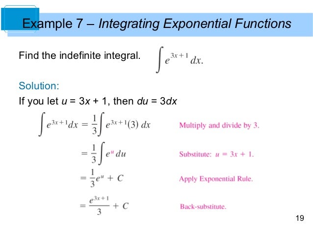 Integration Formulas Exponential