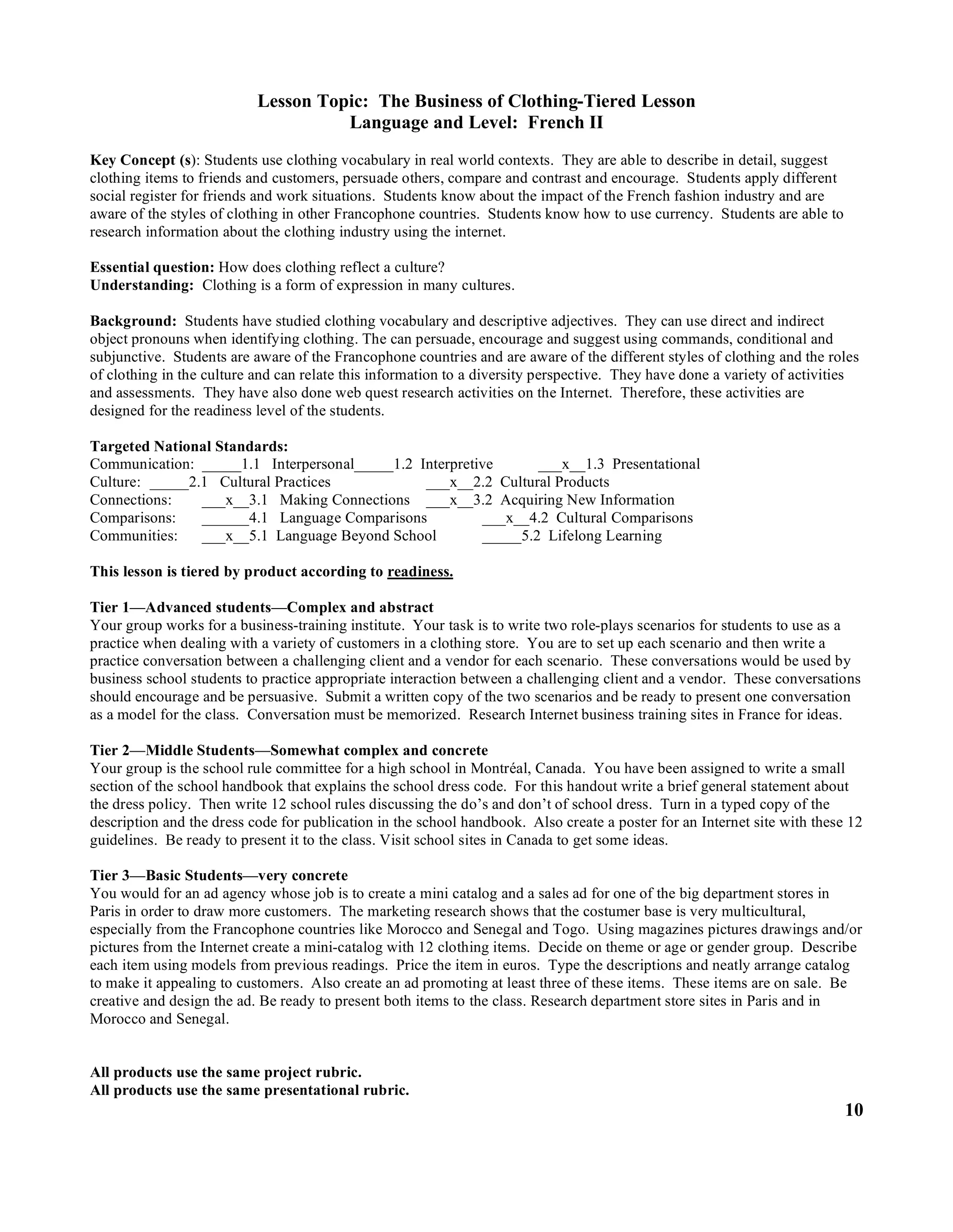 LARC STARTALK differentiation handout 2011 | PDF