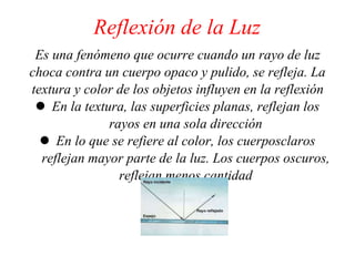 La reflexión, absorción y refracción de la luz | PPTX