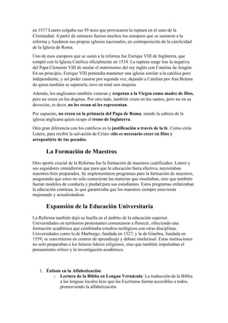 La Reforma Protestante y contrareforma iglesia | PDF