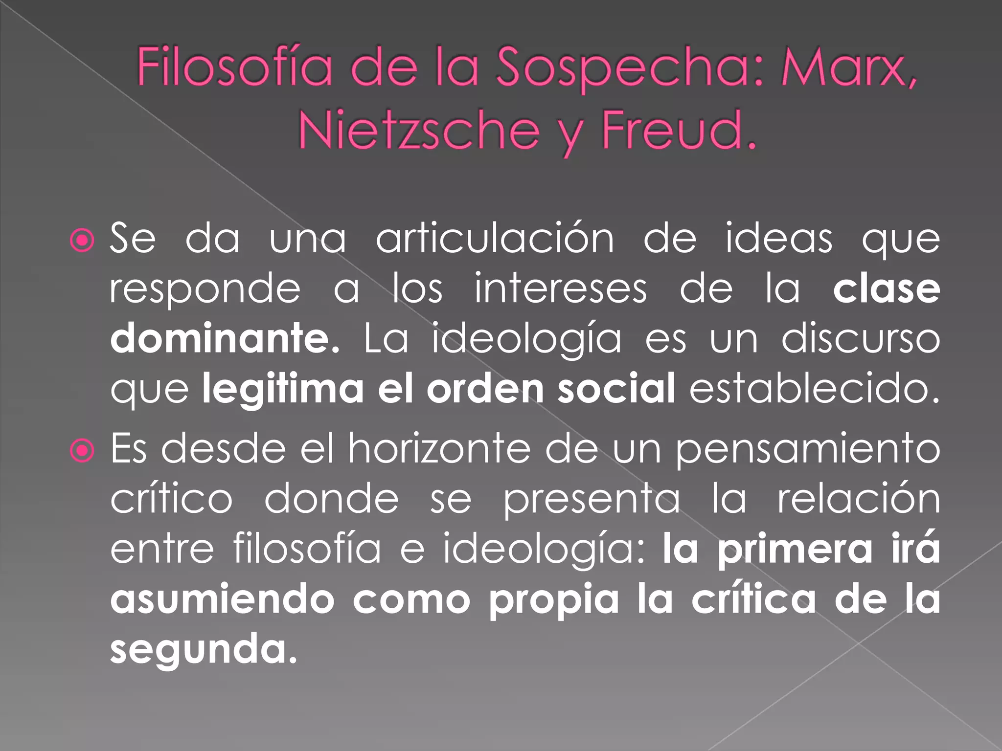 La relación entre filosofía e ideología Marx-Freud-Nietzsche | PPT