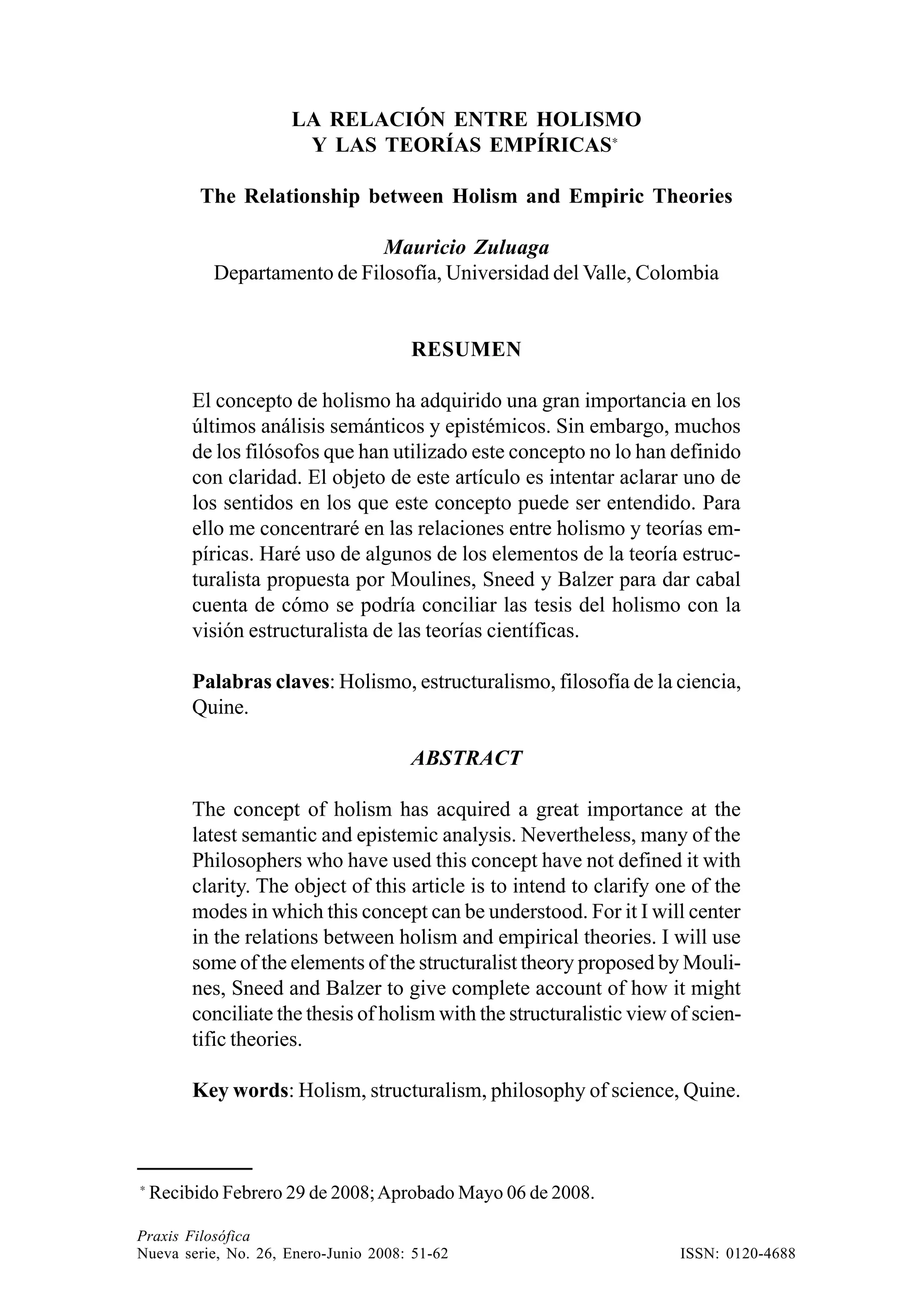 La relacion entre holismo y las teorias empiricas | PDF
