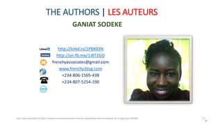 LA REPUBLIQUE DEMOCRATIQUE DU CONGO By OLUDELE MAFOLASIRE And GANIAT ...