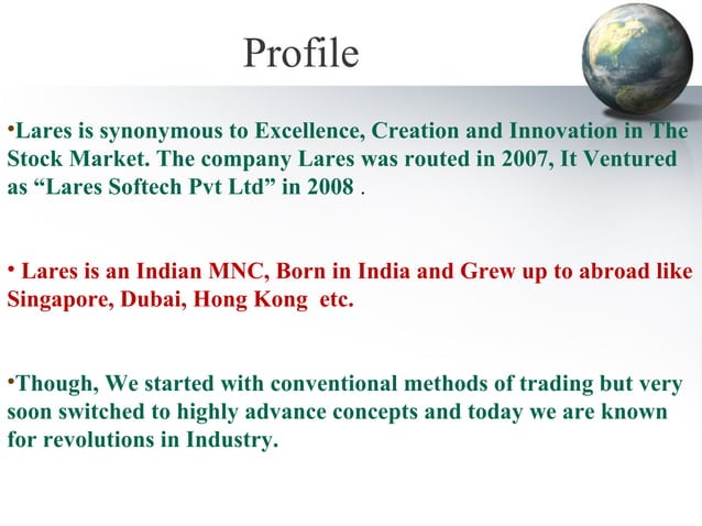 Best Trading company in india - Lares Softech Pvt. Ltd. | PPT