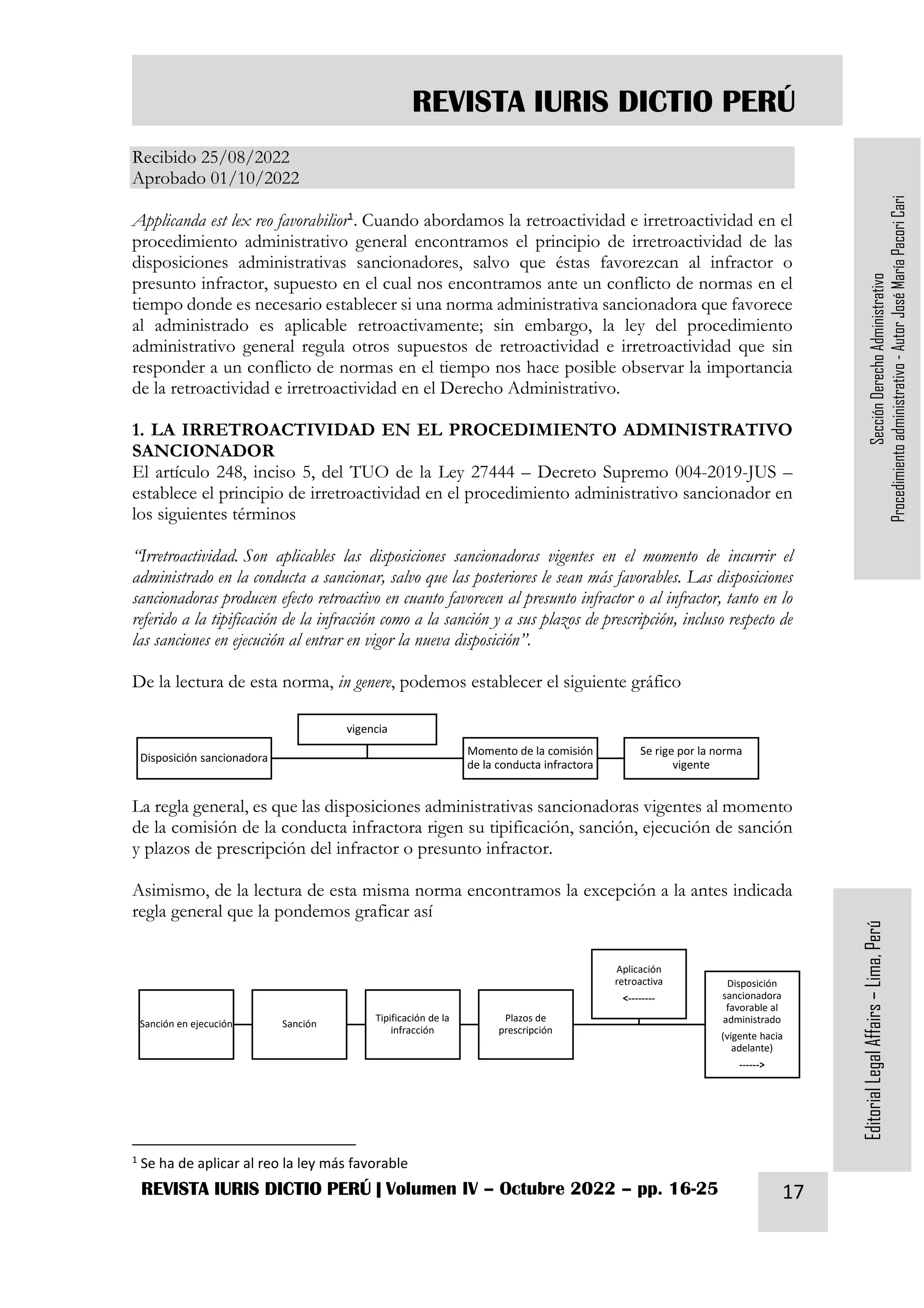 LA RETROACTIVIDAD E IRRETROACTIVIDAD EN EL PROCEDIMIENTO ADMINISTRATIVO ...