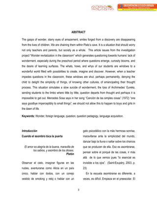 La revitalización del asombro en las aulas. | PDF