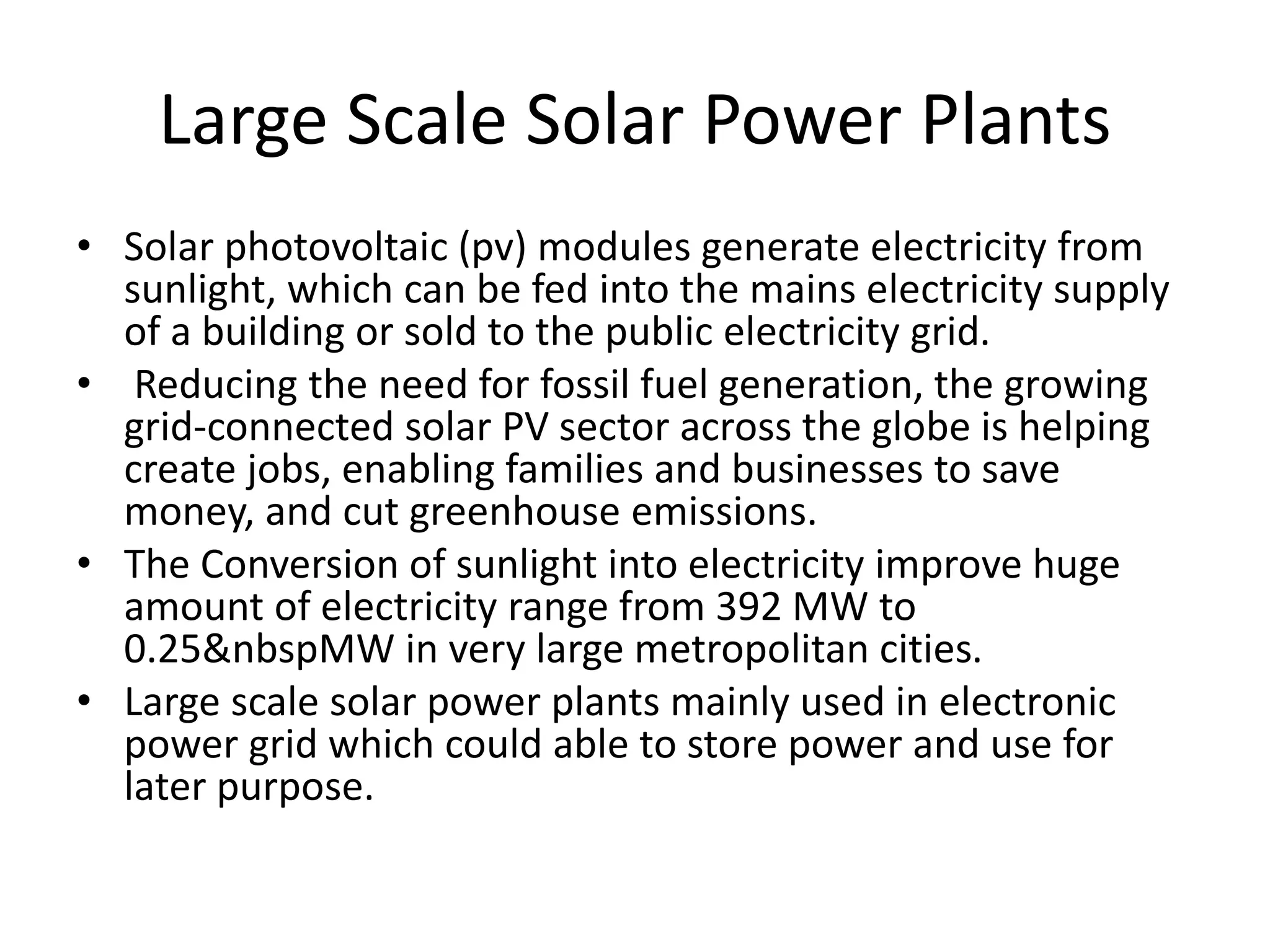 Large scale solar power plants | PPT