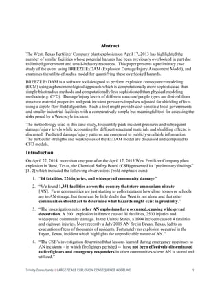 Large-Scale Explosion Consequence Modeling West, Texas Fertilizer Plant ...