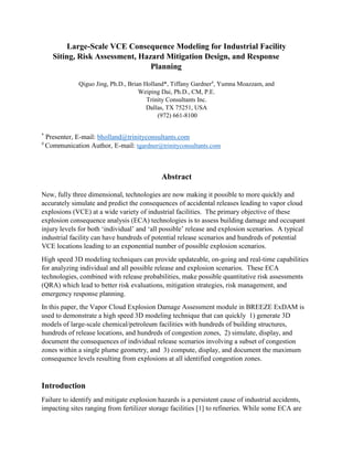 Large-Scale VCE Consequence Modeling for Industrial Facility Siting ...
