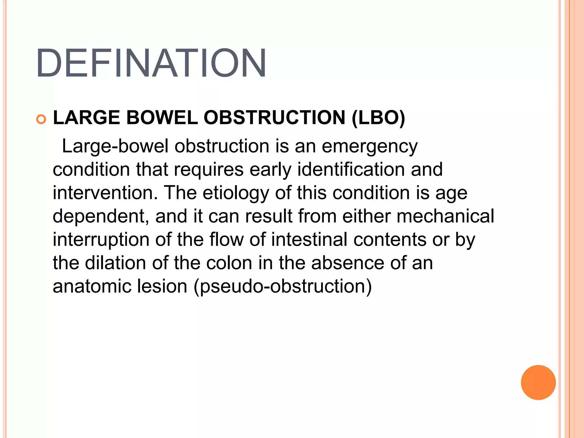 Large bowel obs | PPTX