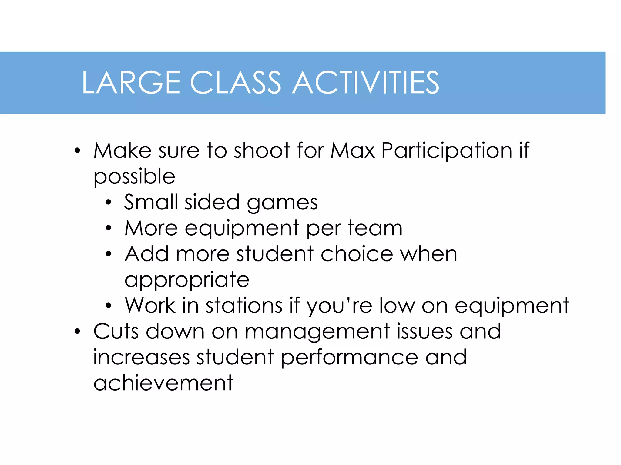 Large Class Size Activities and Hacks for a Successful PE Class | PPTX