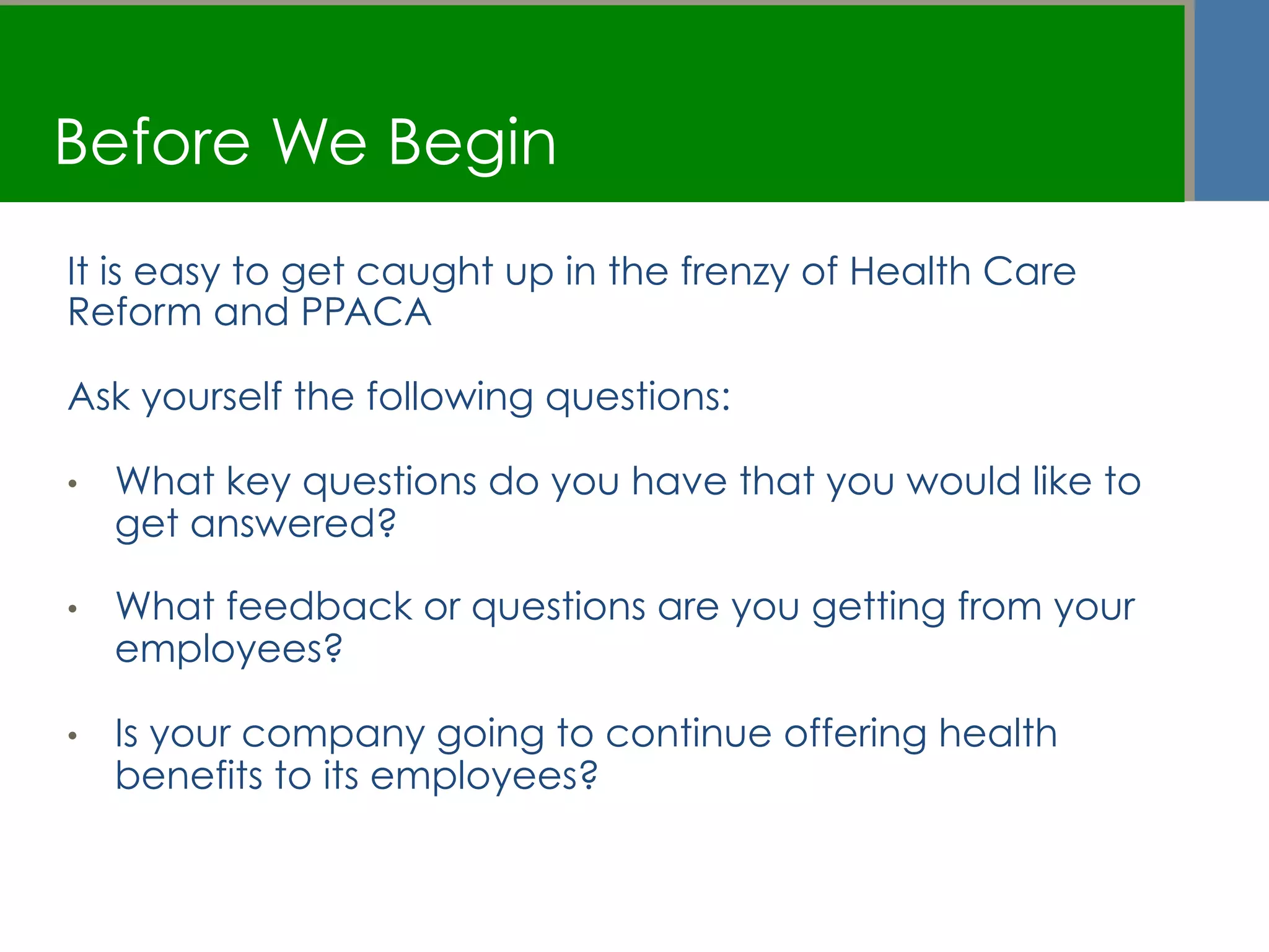 Affordable Care Act: What Does It Mean For Large Employers | PDF