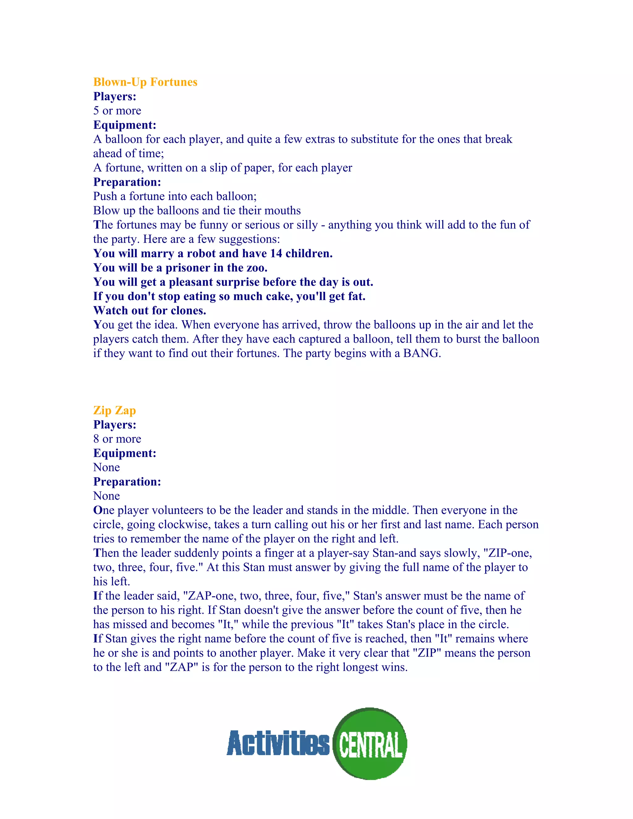 Large group icebreakers | PDF