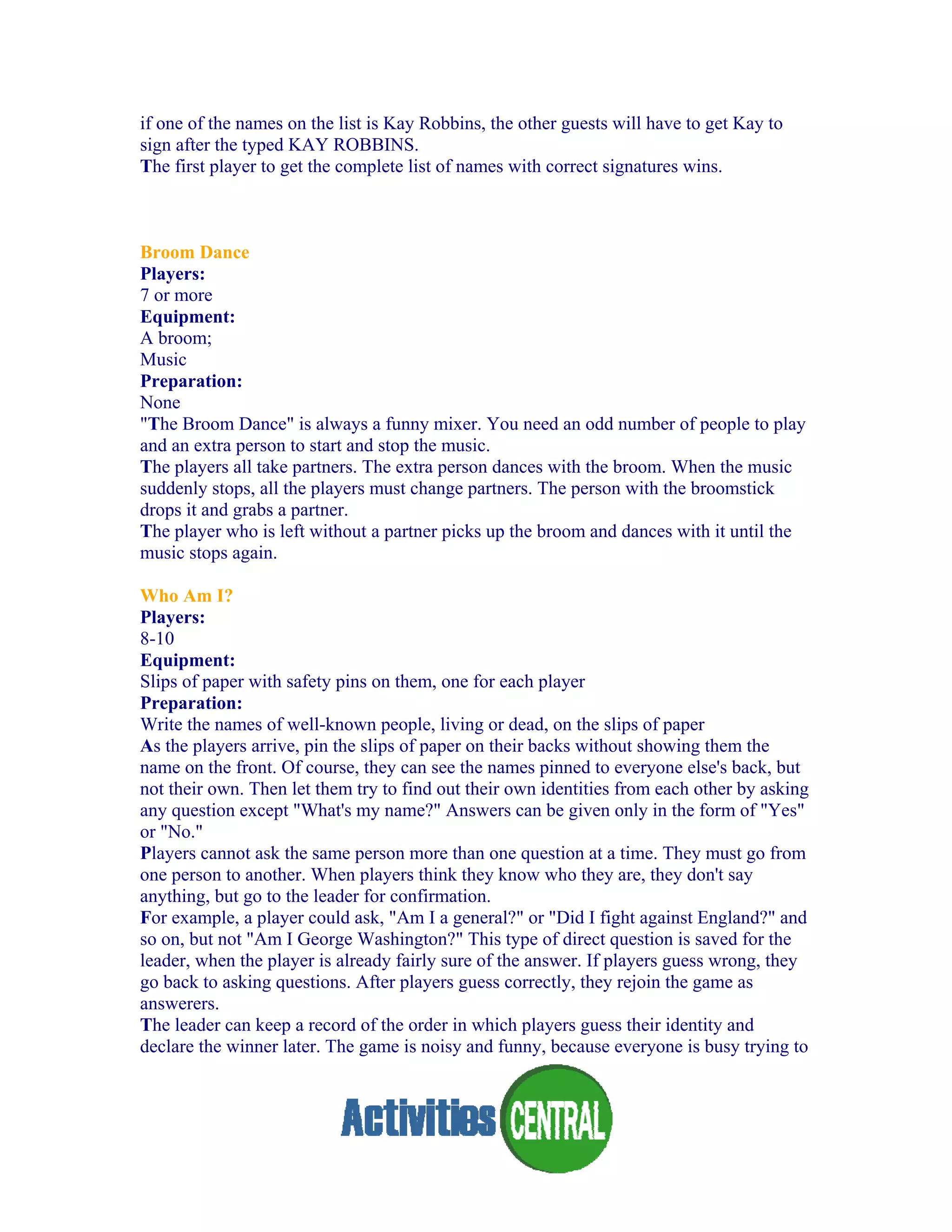 Large group icebreakers | PDF