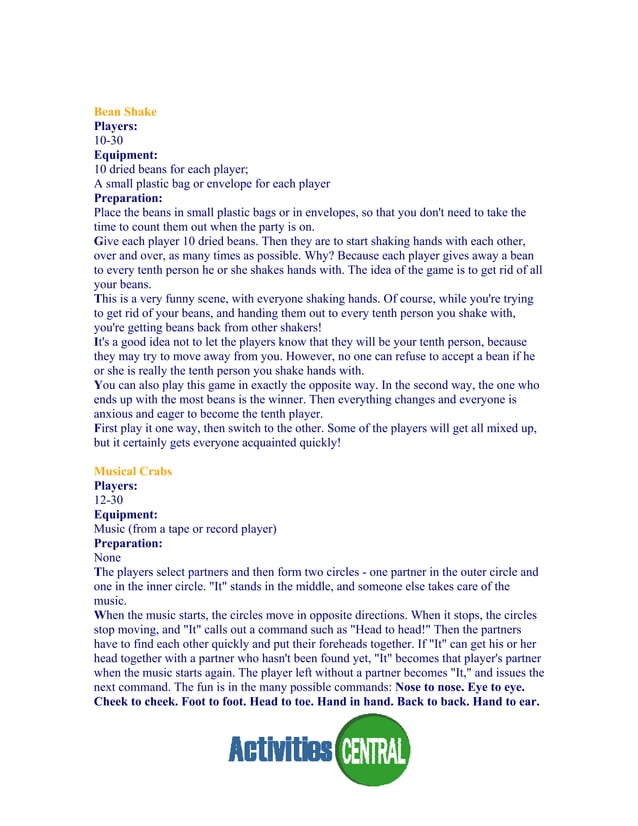 Large group icebreakers | PDF