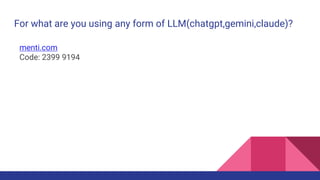 Large Language Model (LLM) and it’s Geospatial Applications | PPTX