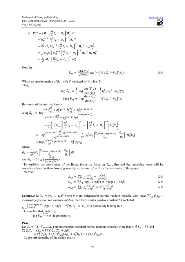 Large sample property of the bayes factor in a spline semiparametric regression model | PDF