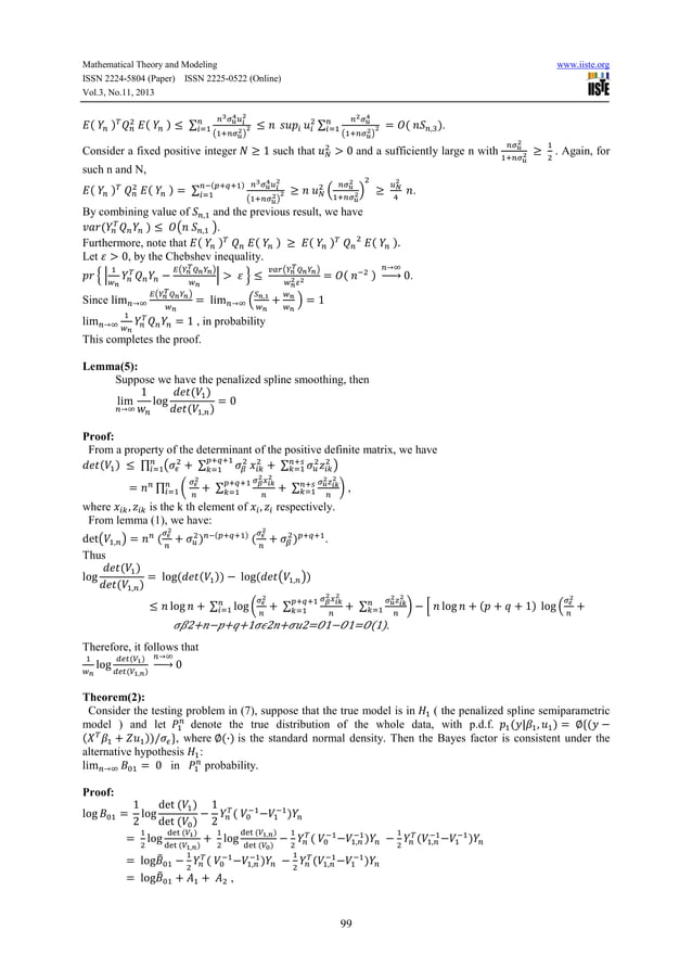 Large Sample Property Of The Bayes Factor In A Spline Semiparametric Regression Model Pdf 1950