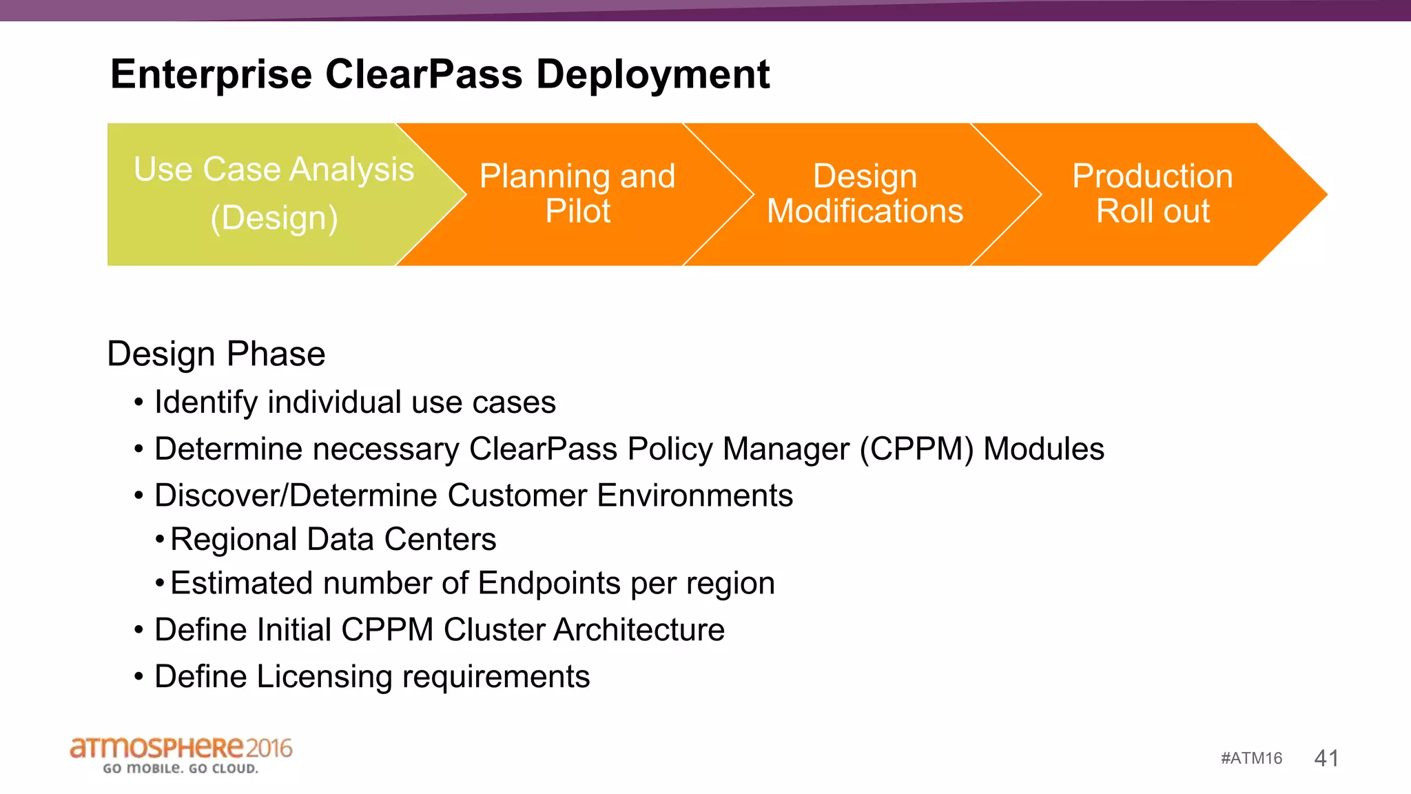 Large scale, distributed access management deployment with aruba clear ...