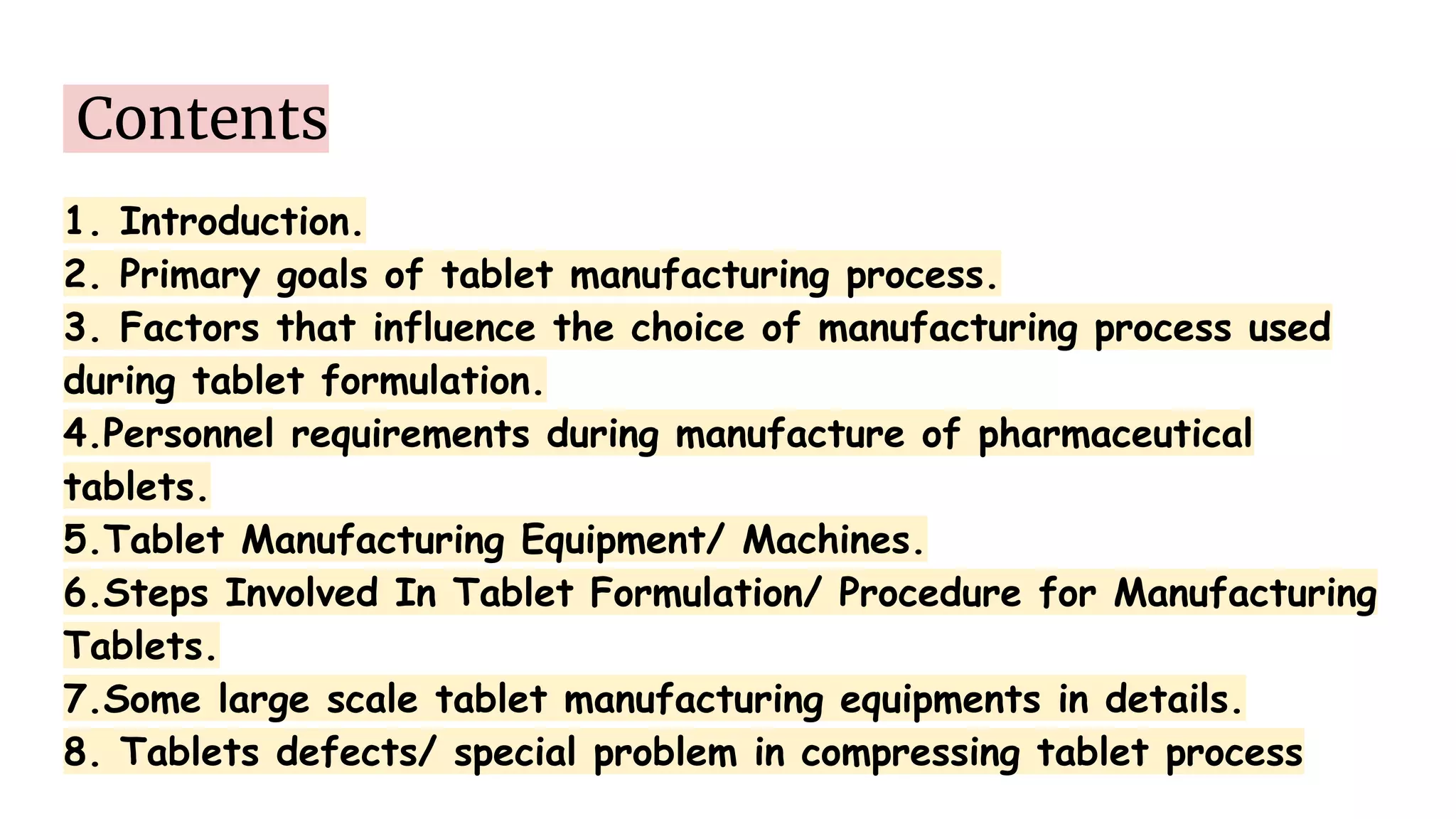 Large scale manufacturing processes & equipments for Tablets | PDF