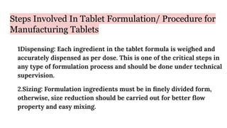 Large scale manufacturing processes & equipments for Tablets | PDF