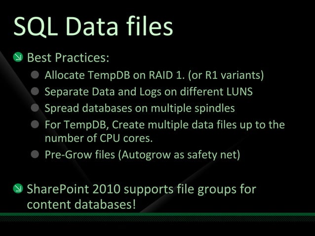Large Scale SQL Considerations for SharePoint Deployments | PPT