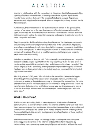 Large Spanish companies form the Alastria consortium to develop the blockchain ecosystem in ...