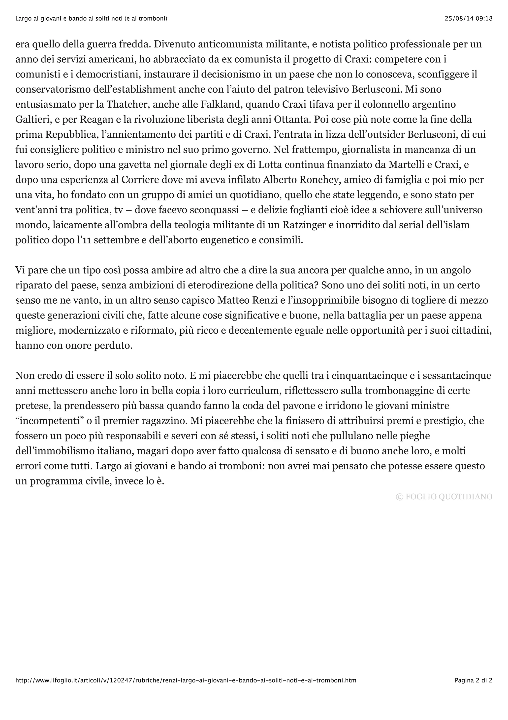 Largo ai giovani e bando ai soliti noti (e ai tromboni) | PDF