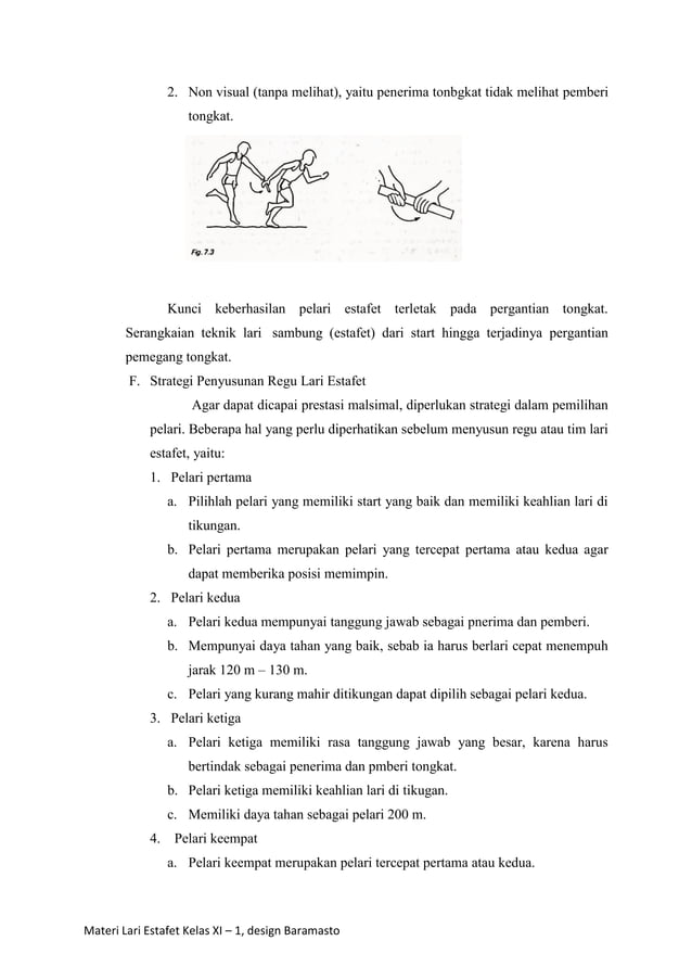 Lari estafet. materi lari estafet kelas xi 1, design baramasto | PDF