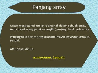 Larik (array) satu dimensi pada pemrograman java | PPT