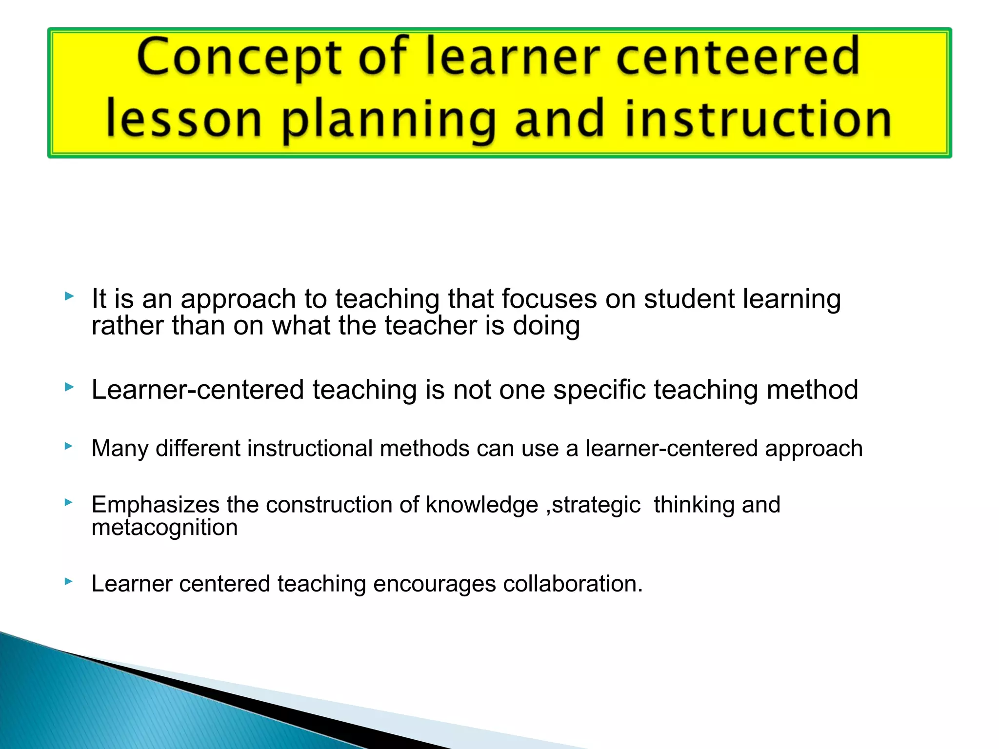 Learner centered lesson planning & instruction | PPT | Educational Assessment | Education