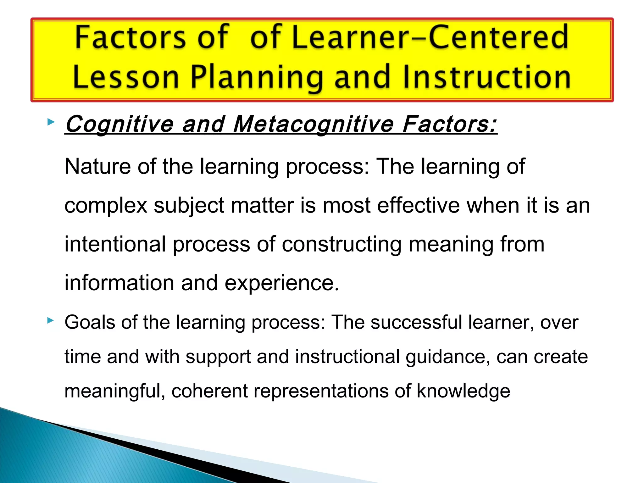 Learner centered lesson planning & instruction | PPT