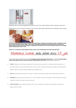 L'arome produk kurus dan langsing yang memberi kesan seawal 1 minggu ...