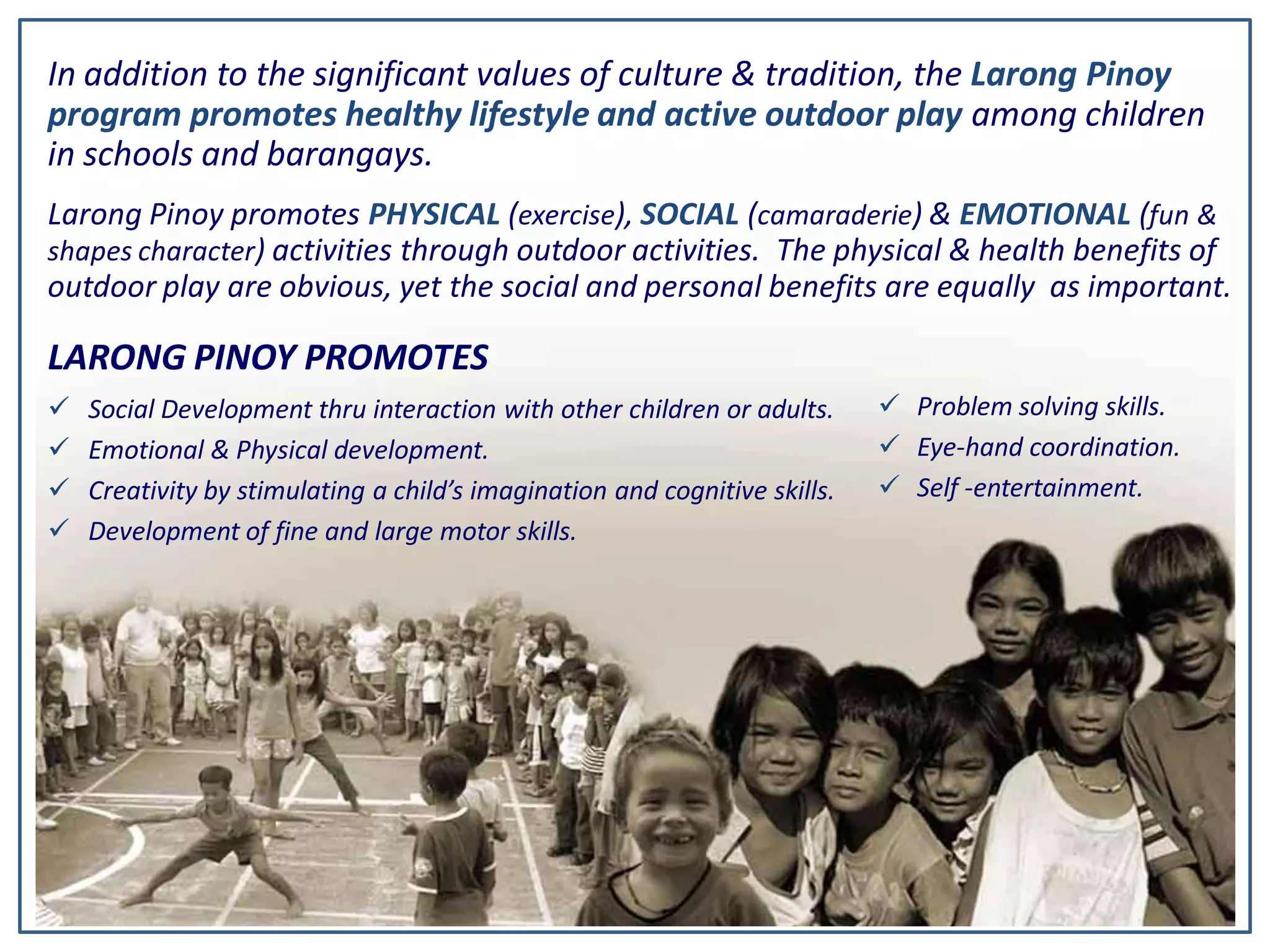 Larong Pinoy Advocacy & Community Engagement | PDF