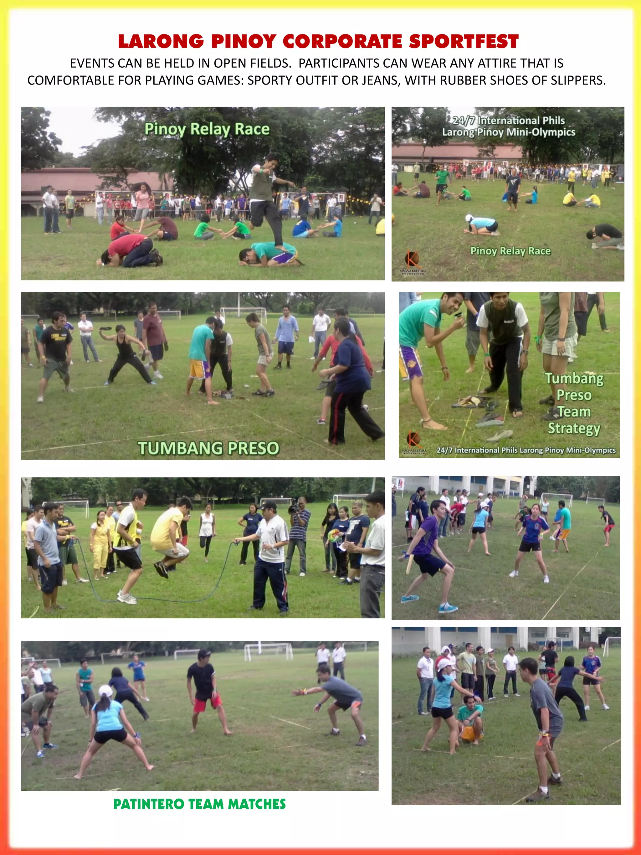 Larong Pinoy Corporate Team Building Sports Fest | PDF