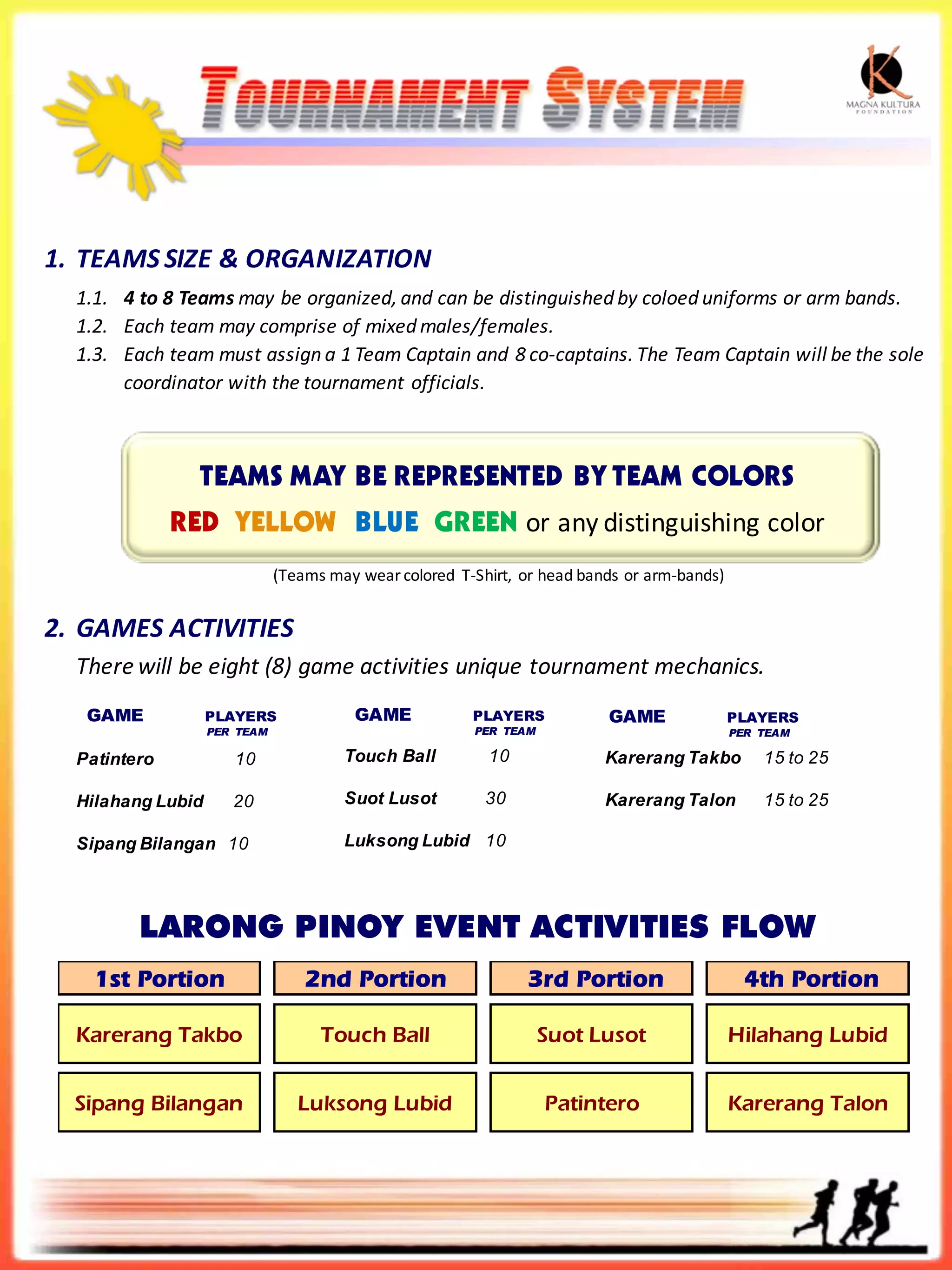 Larong Pinoy Teambuilding Sportsfest by Magna Kultura | PDF