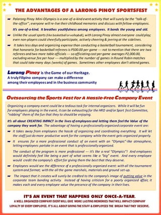 Larong Pinoy Teambuilding Sportsfest by Magna Kultura | PDF