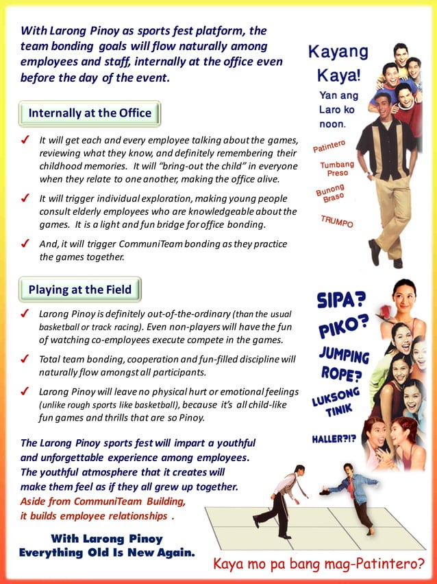 Larong Pinoy Teambuilding Sportsfest by Magna Kultura | PDF