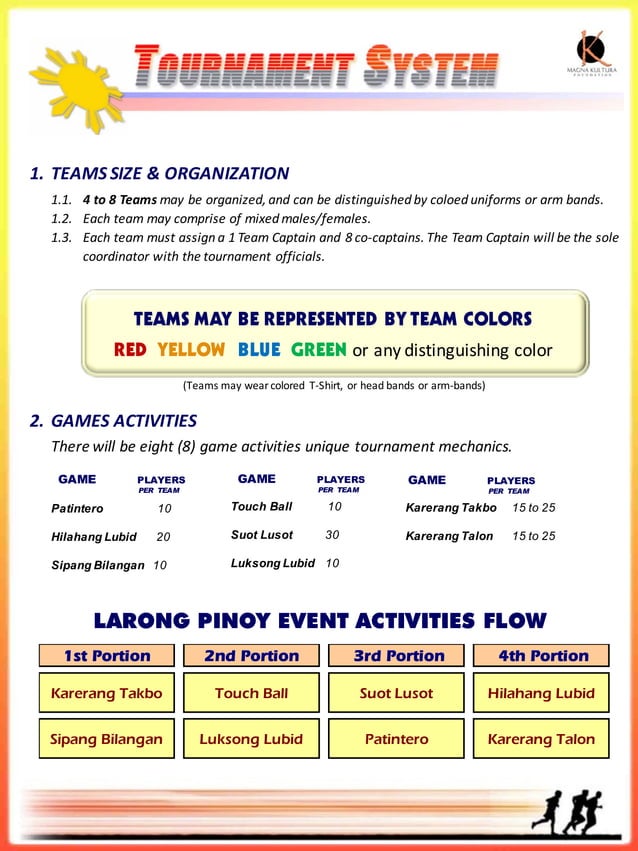 Larong Pinoy Teambuilding Sportsfest by Magna Kultura | PDF