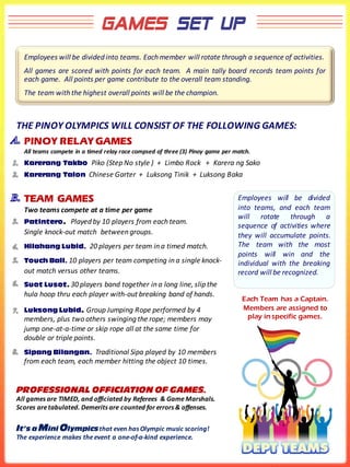 Larong Pinoy Teambuilding Sportsfest by Magna Kultura | PDF