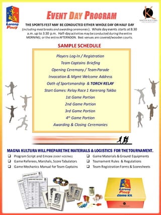 Larong Pinoy Teambuilding Sportsfest by Magna Kultura | PDF